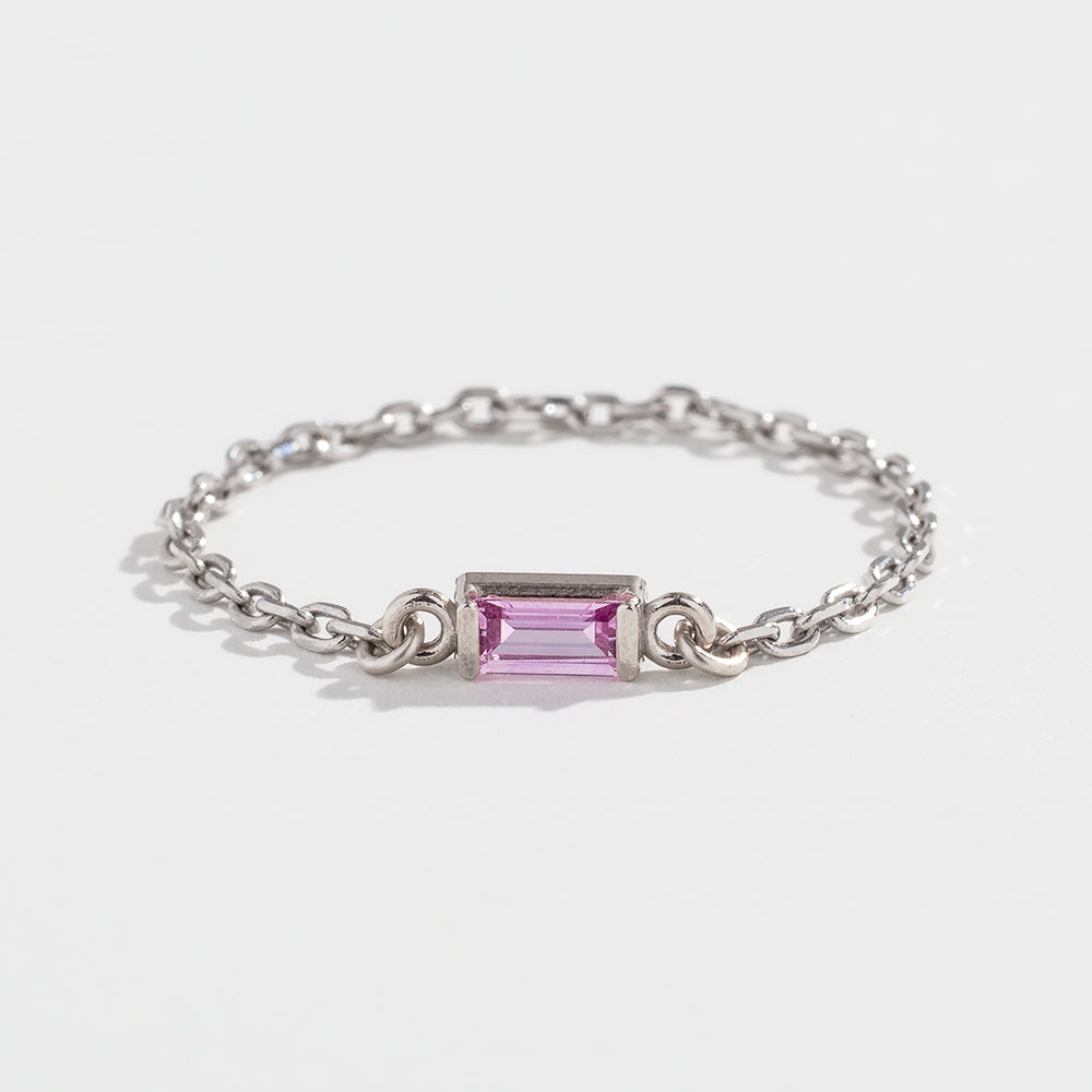 CABLE CHAIN LINK RING | 14K GOLD | PINK SAPPHIRE – AngelaMonacojewelry
